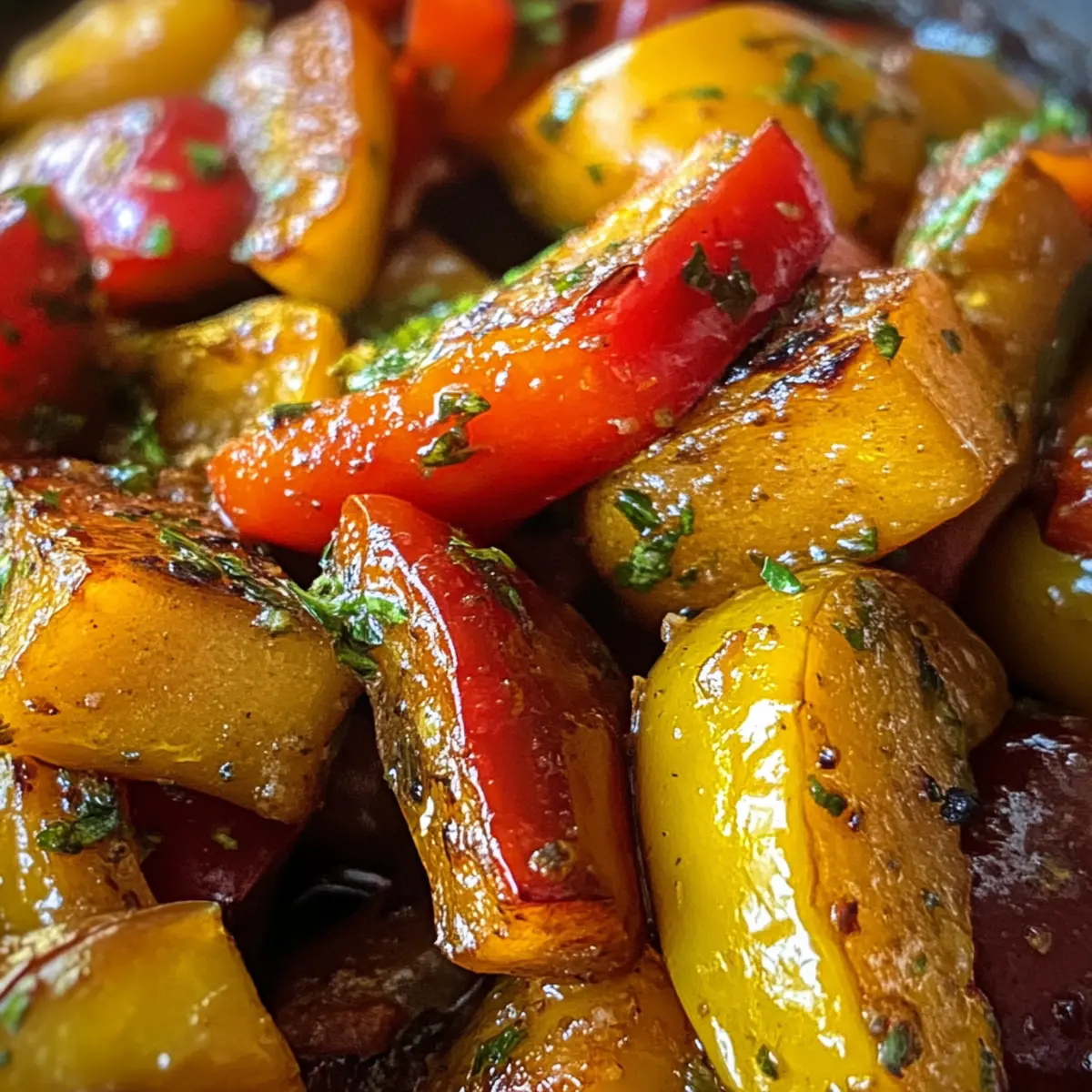 Delicious Pan-Roasted Peppers with Garlic Infused Sauce - Pinch Pulse
