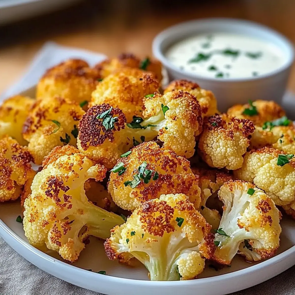 Crispy Baked Cauliflower Bites with Garlic Sauce Bliss - Pinch Pulse